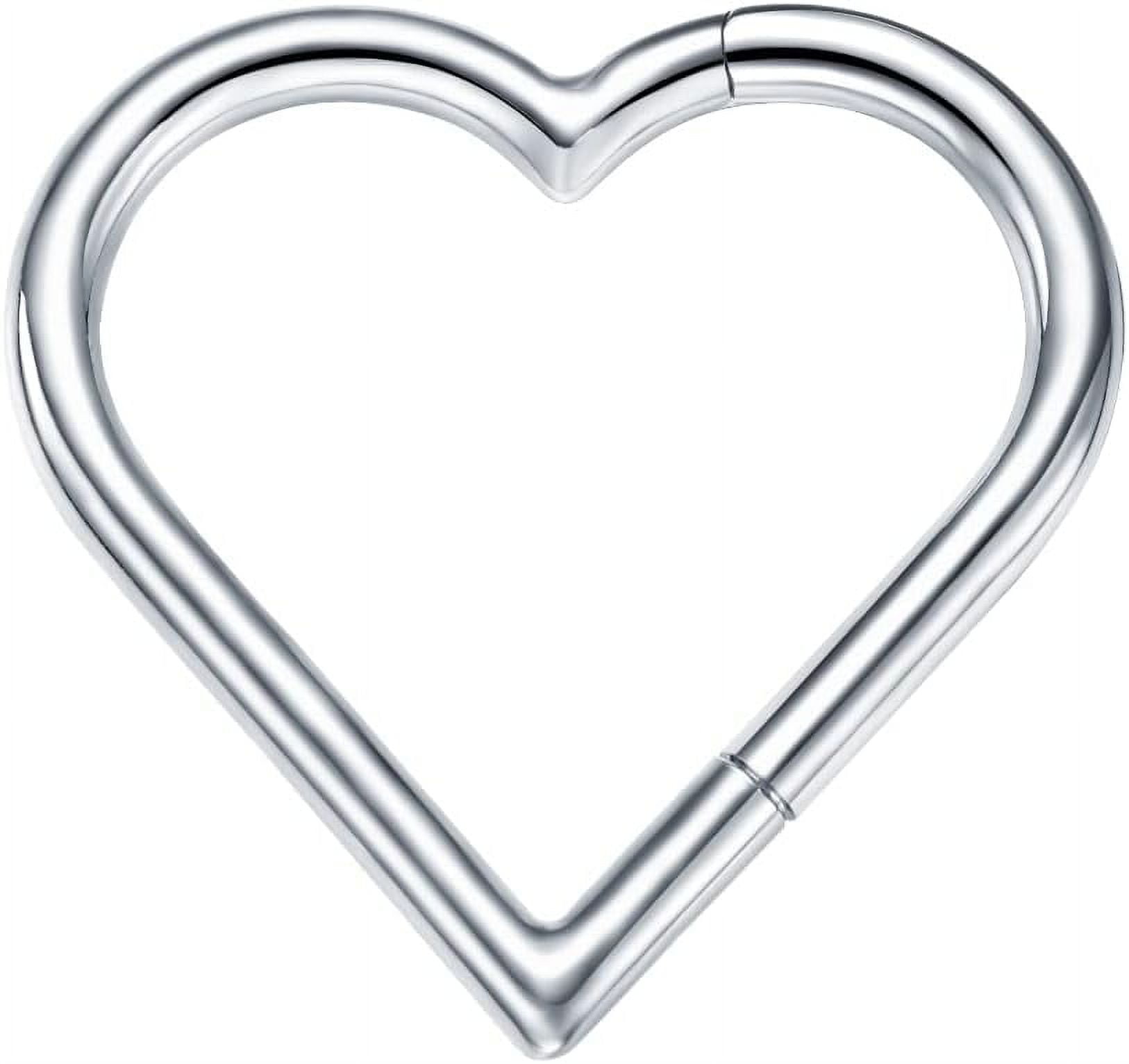 16G G23 Titanium Daith Piercing Jewelry Heart Clicker Cartilage Tragus ...