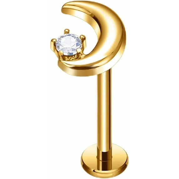 16G Gold/Silver G23 Titanium Internally Threaded CZ Heart/Moon & Star ...