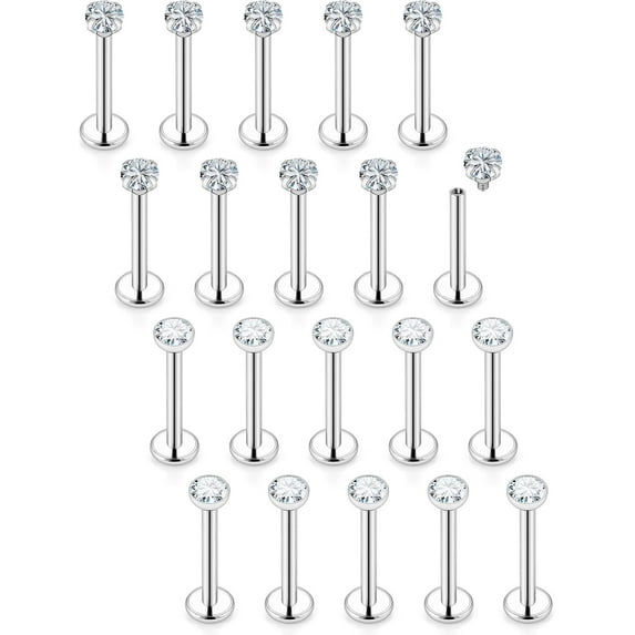 16G Internal Thread Flat Back Earrings Nose Studs 316L Surgical Steel ...
