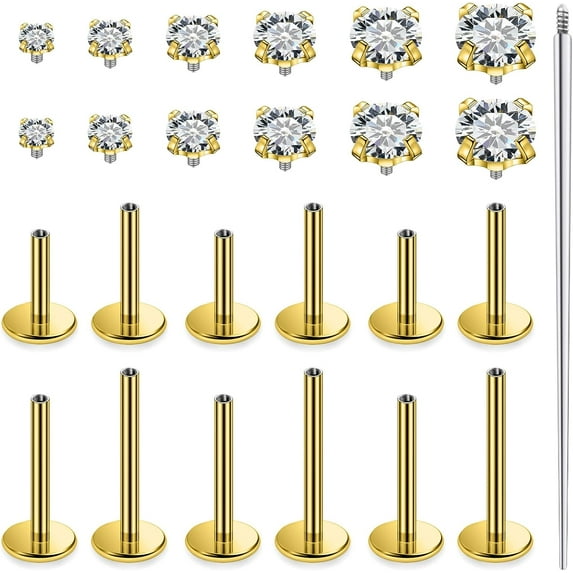 16G Internal Thread Flat Back Earrings Nose Studs 316L Surgical Steel ...