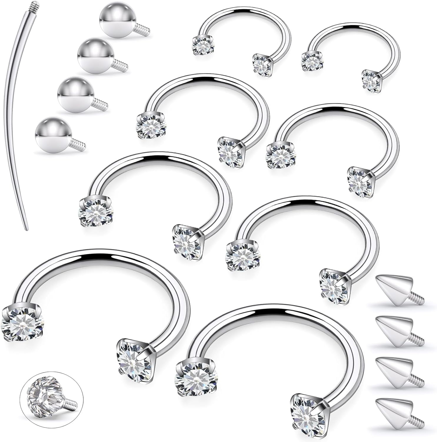 16G Internally Threaded Horseshoe Nose Septum Rings for Women 6mm 8mm ...