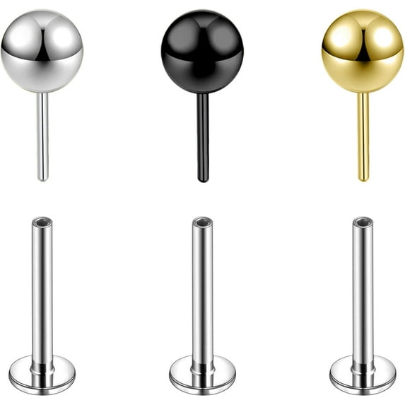 16G Push in Lip Rings Surgical Steel Tragus Helix Earring Medusa Labret ...