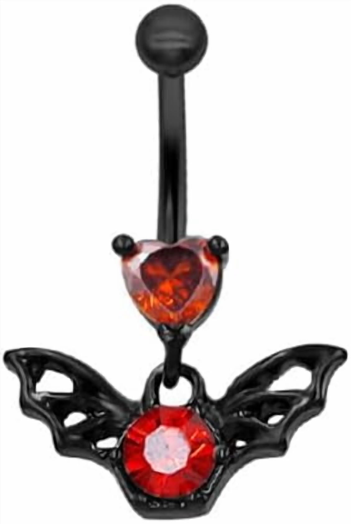 16G Quality Stainless Steel Eyebrow Ring for Women Men Black CZ Heart ...