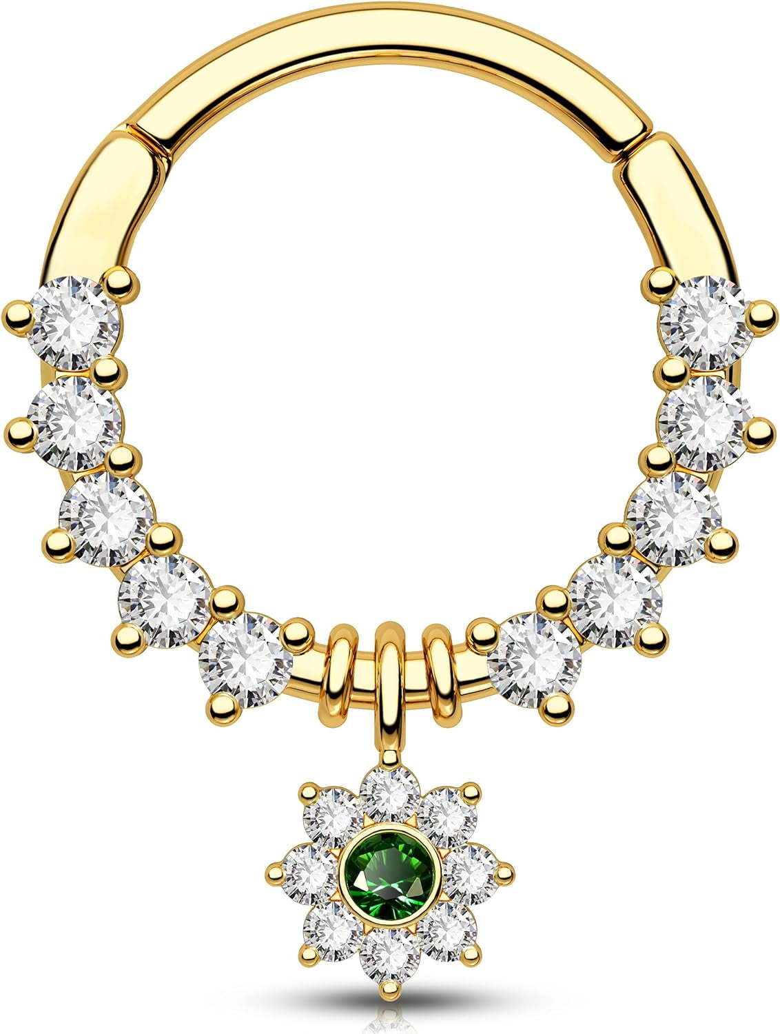 16G Septum Ring Stainless Steel 316L Sun Septum Jewelry Clicker Dangle ...