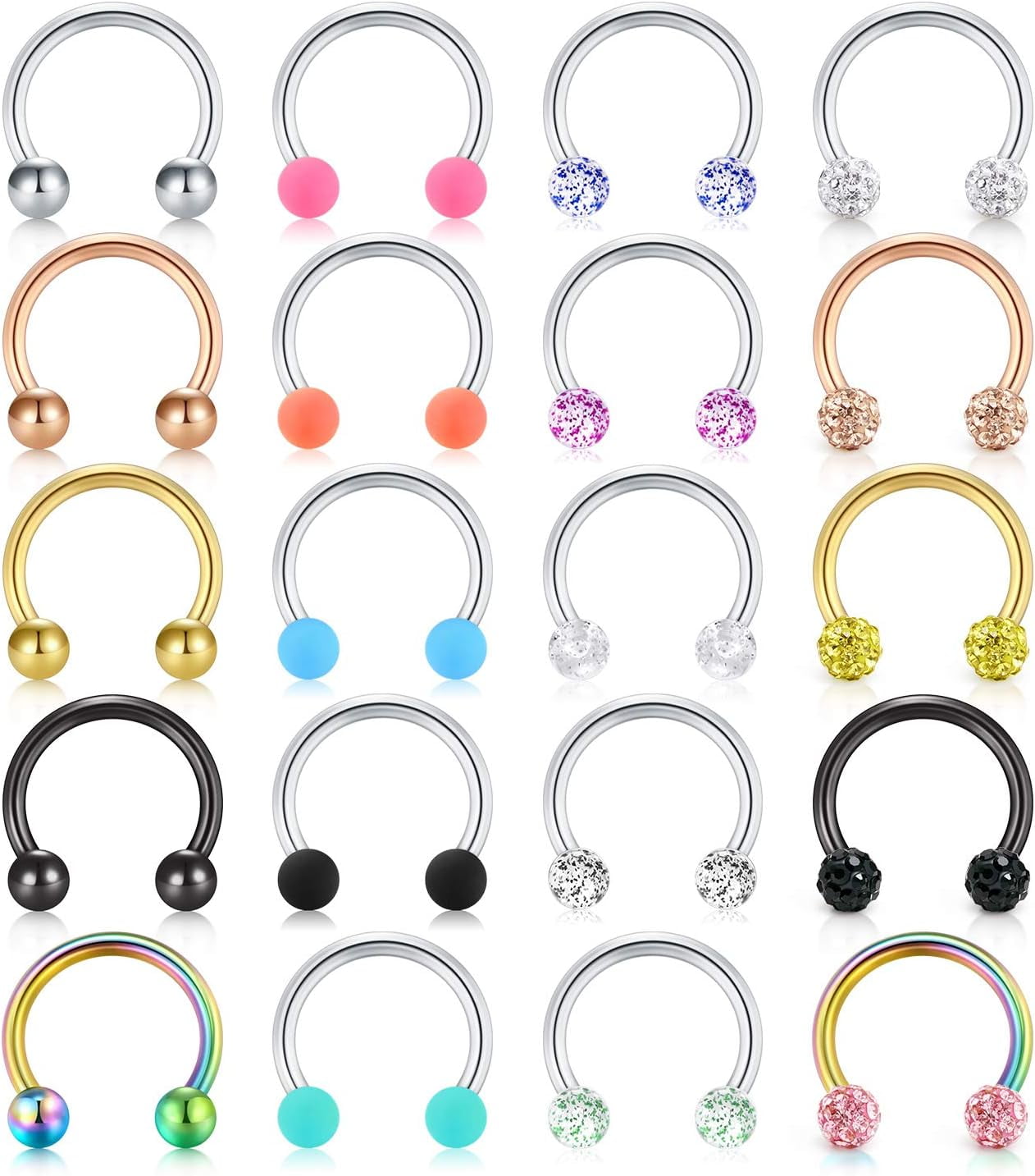 16G Stainless Steel Horseshoe Nose Septum Rings Piercing Jewelry ...