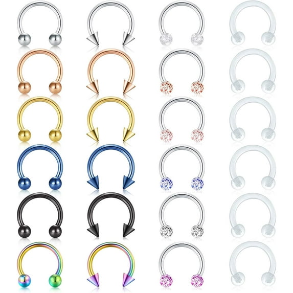 16G Stainless Steel Horseshoe Nose Septum Rings Piercing Jewelry ...