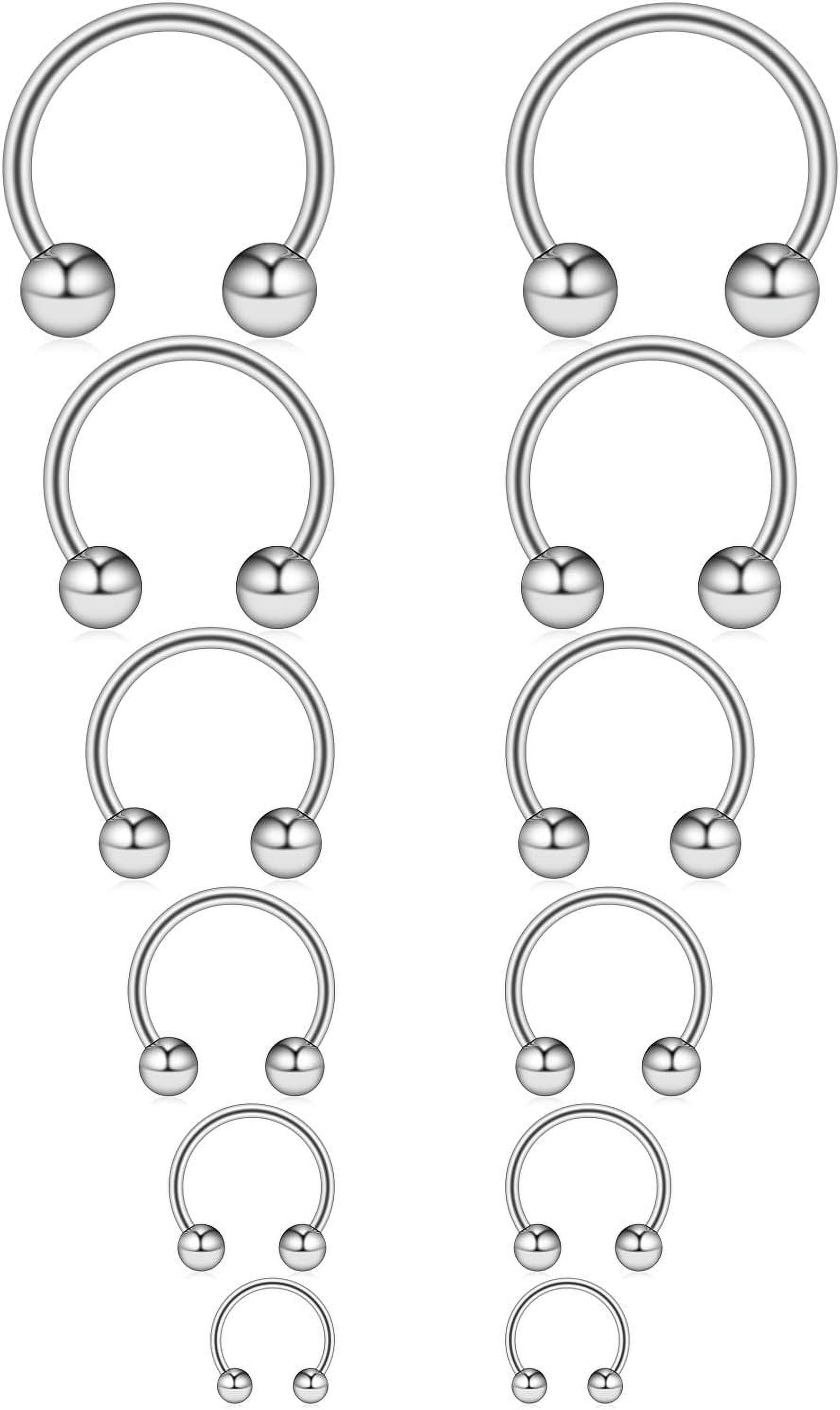 16G Surgical Steel CBR Nose Septum Horseshoe Earring Eyebrow Tongue Lip ...