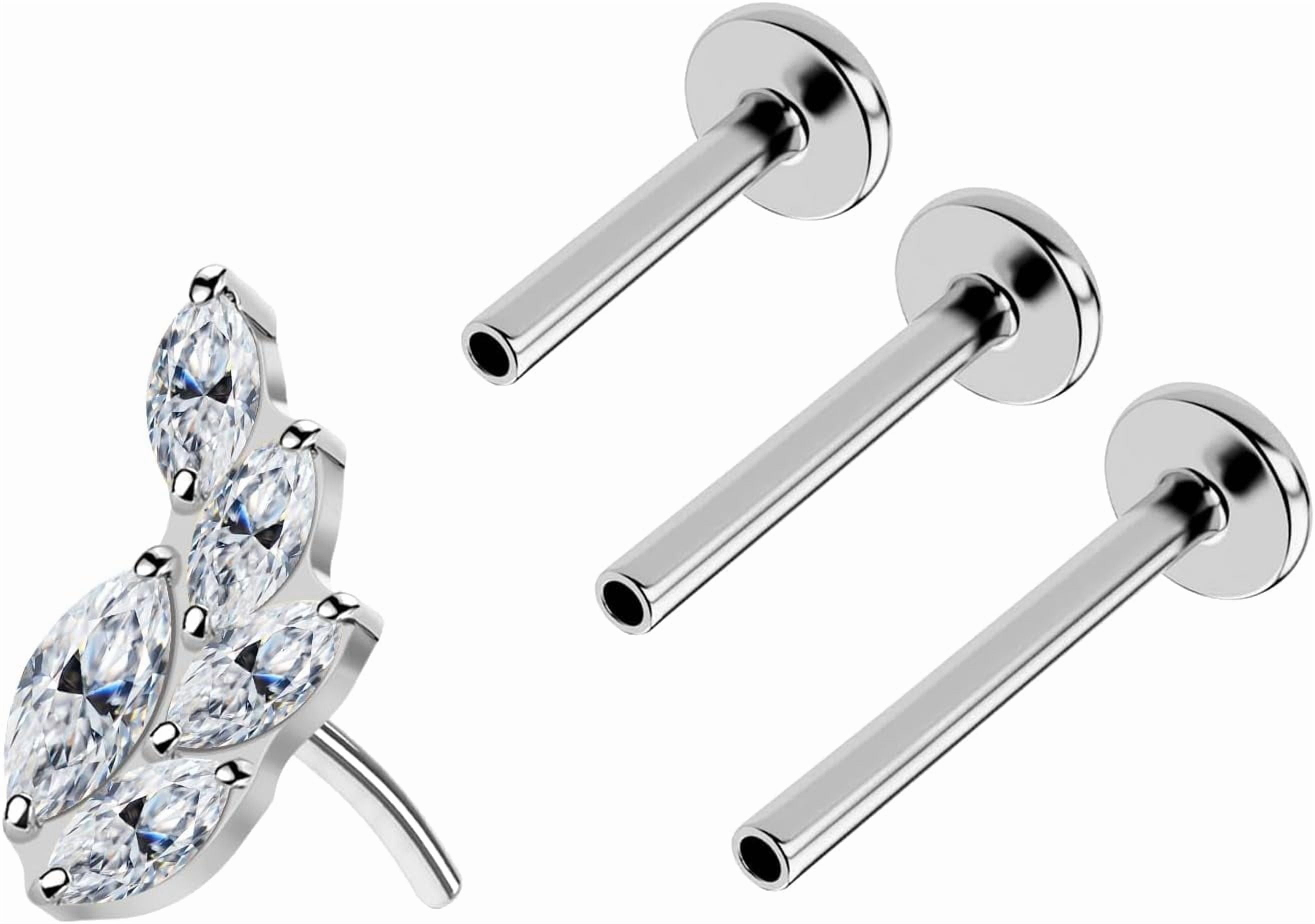 16G Threadless Flat Back Earrings Cartilage Earring Stud Titanium Flat ...