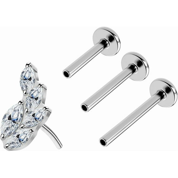 16G Threadless Flat Back Earrings Cartilage Earring Stud Titanium Flat ...