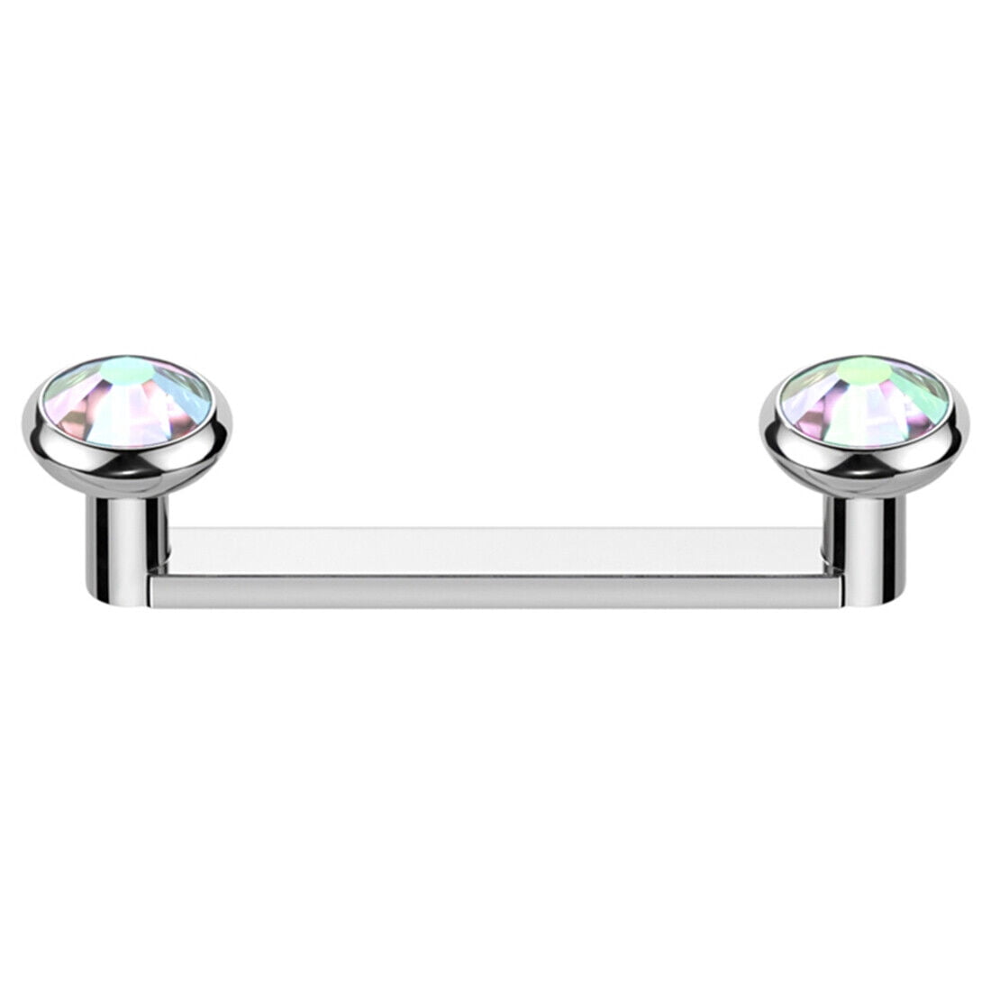 16G Titanium Flat Surface Barbell Bezel Crystal Staple Surface Piercing ...