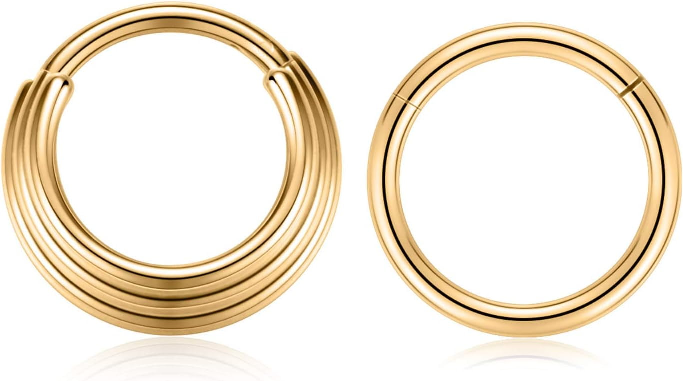 16G Triple Band Stacked Hinged Septum Clicker Ring 8mm 316L Surgical ...