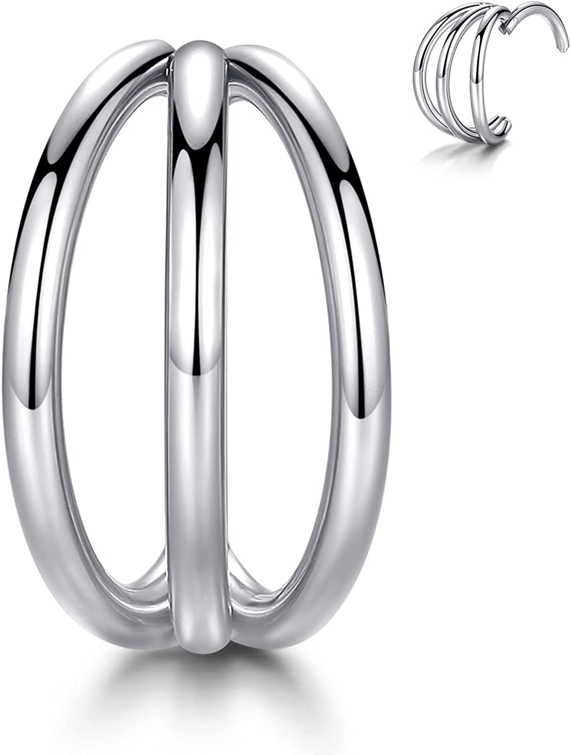 QJIAQ 16G Triple Stacked Septum Double Open Hoop Segment Rings Surgical ...