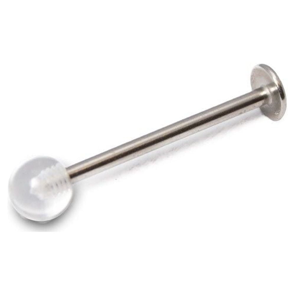 16GA Flat Bottom 316L Surgical Steel Tongue Cheek Jewelry - Clear or ...