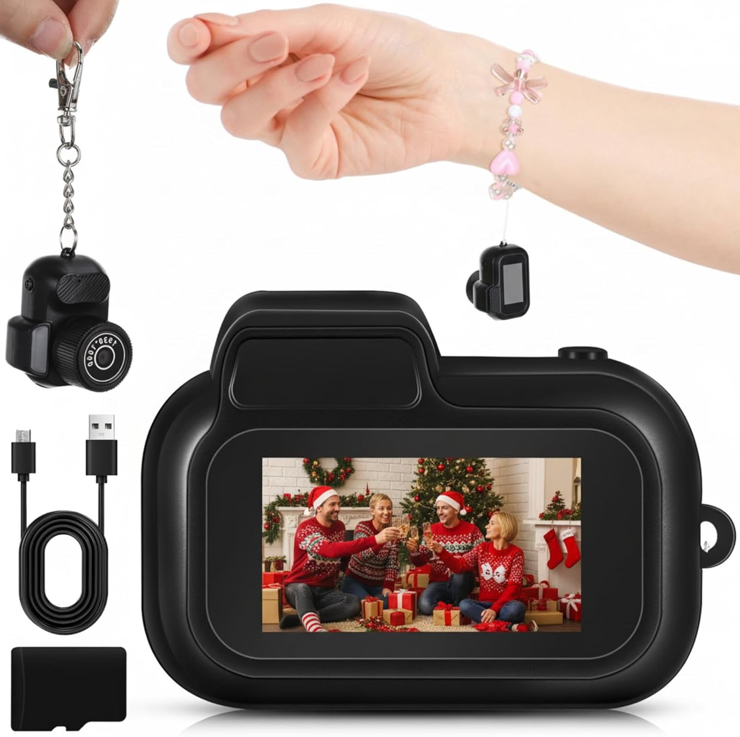 16GB Camera Egg Hunt Stuffers with Charm Strap 1080p Small Retro ...