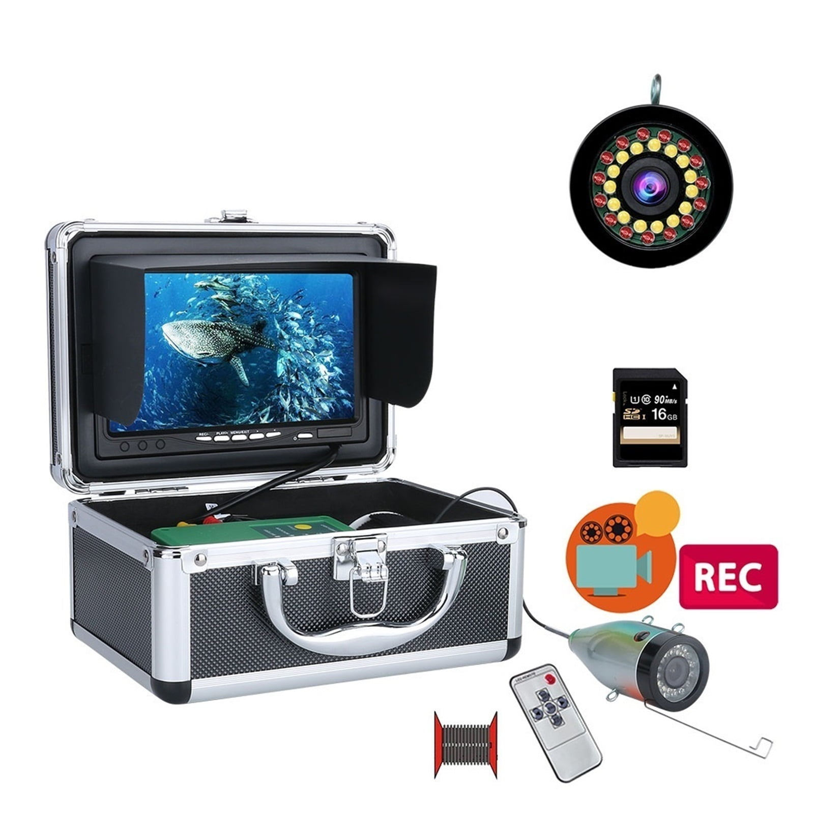 16GB DVR Fish Finder Underwater Fishing Camera HD Screen 15pcs White ...