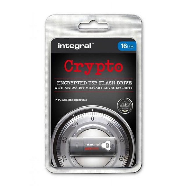 16GB Integral Crypto Drive FIPS 197 Encrypted USB Flash Drive (256-bit ...