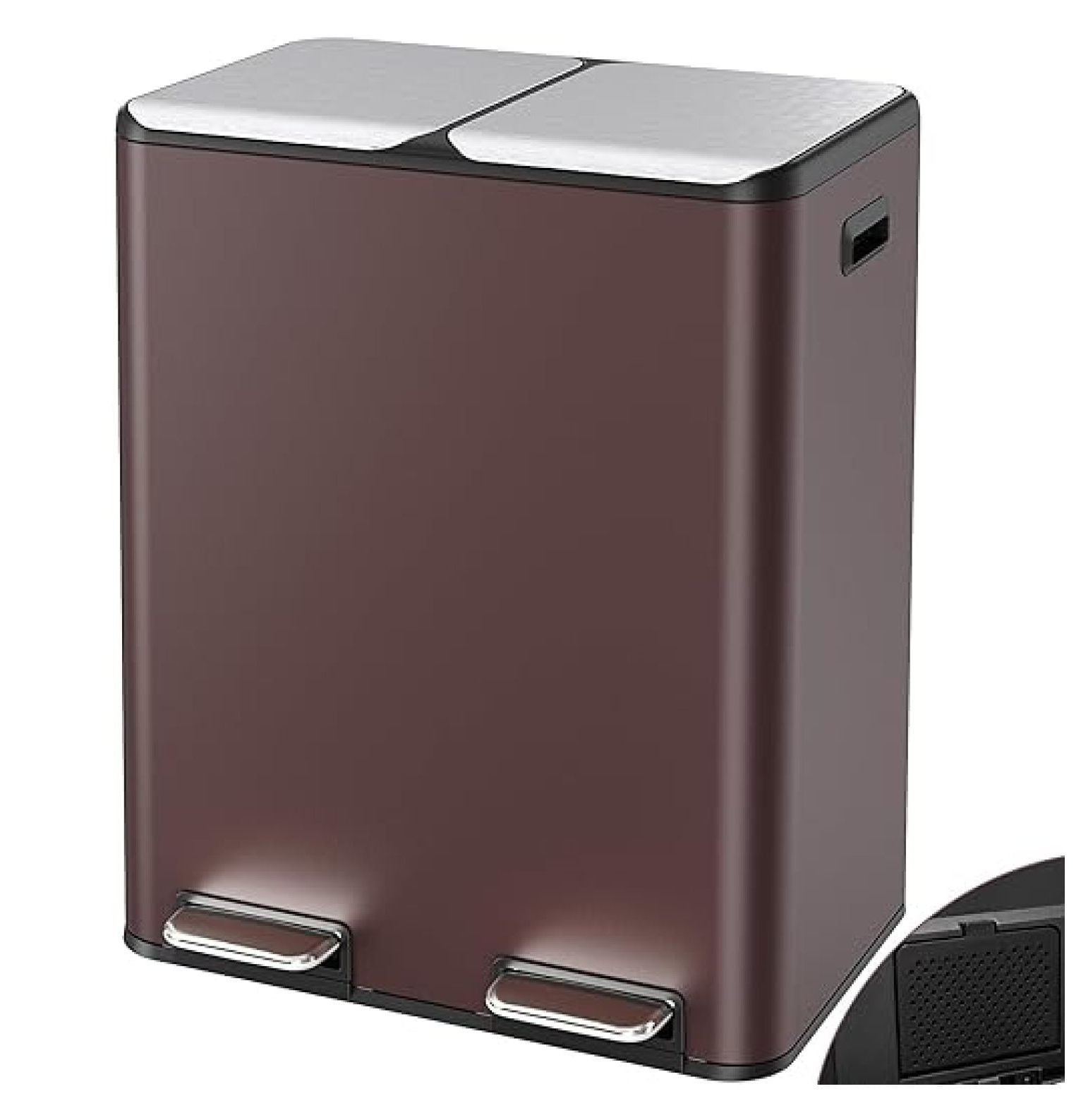 16Gal Dual Trash Can w/2 Built-in Box for Odor Control, Hands-Free ...