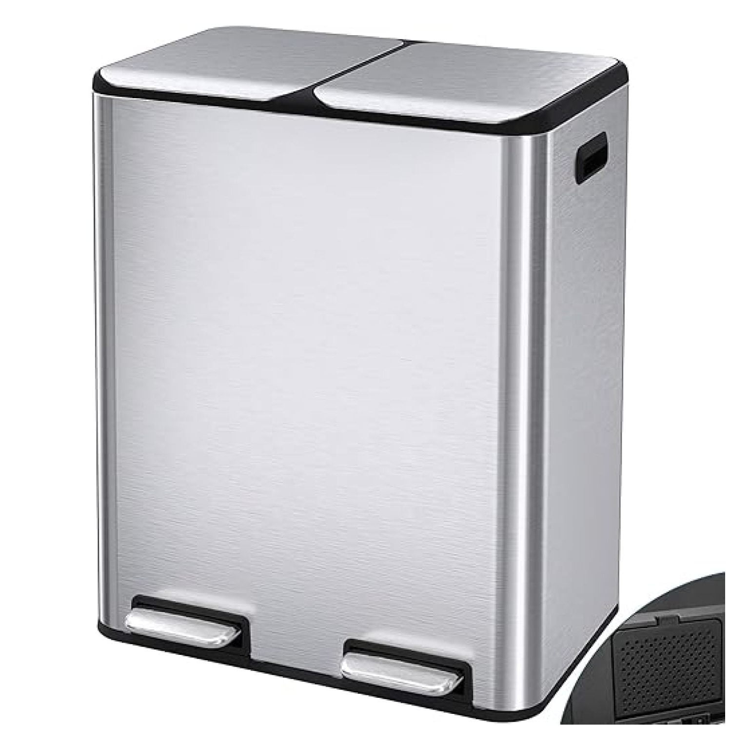 16Gal Dual Trash Can w/2 Built-in Box for Odor Control, Hands-Free ...