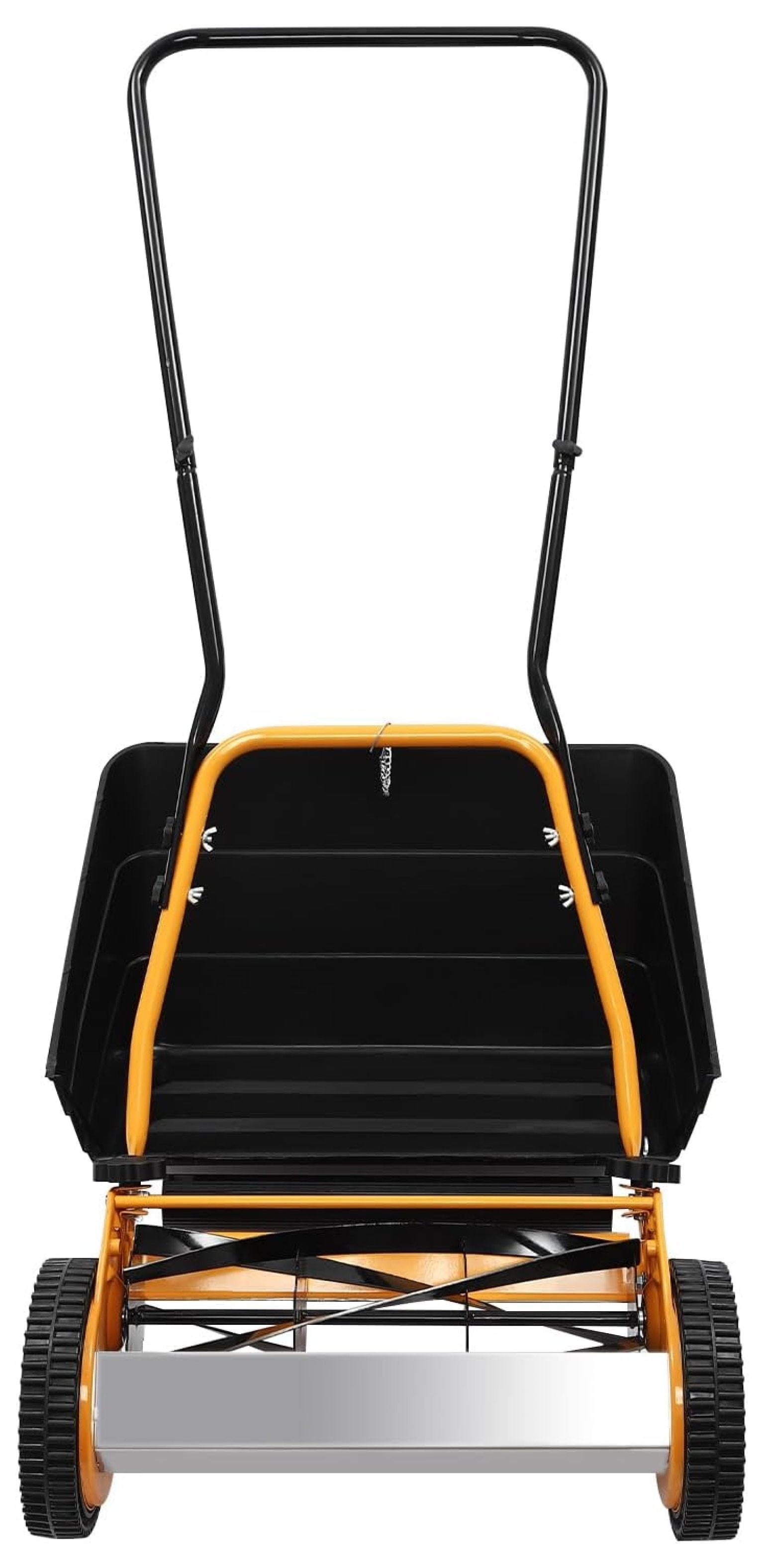 16IN Manual Steel Lawn Mower with 6-Gallon Removable Grass Basket ...