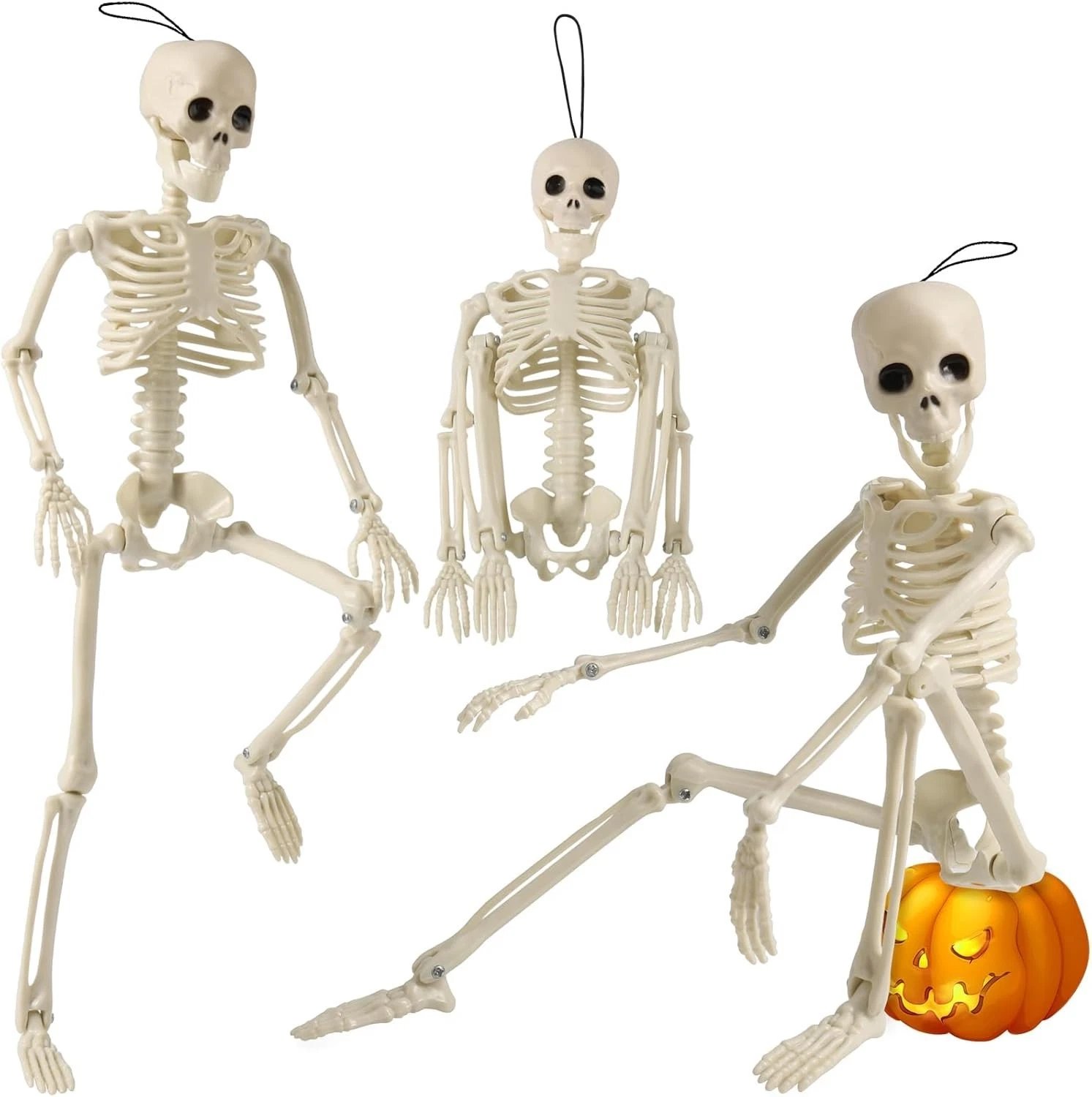 16In Poseable Halloween Skeleton-Plastic Mini Skeleton Decor Party ...