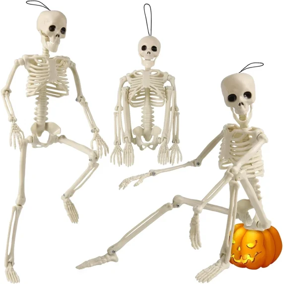 16In Poseable Halloween Skeleton-Plastic Mini Skeleton Decor Party ...