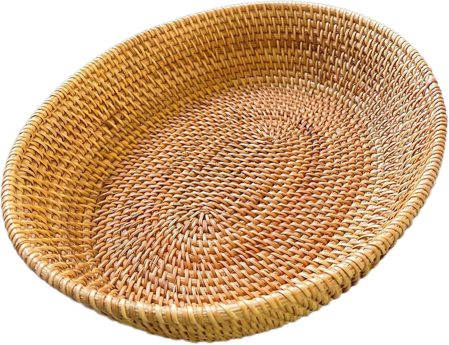 16Inch Tabletop Oval Rattan Fruit Serving Tray with 4" High Wall ...