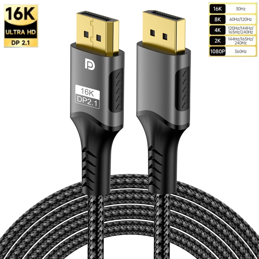 16K DP 2.1 8K@120Hz 4K@240Hz 80Gbps HDR Video Audio Displayport Cable ...