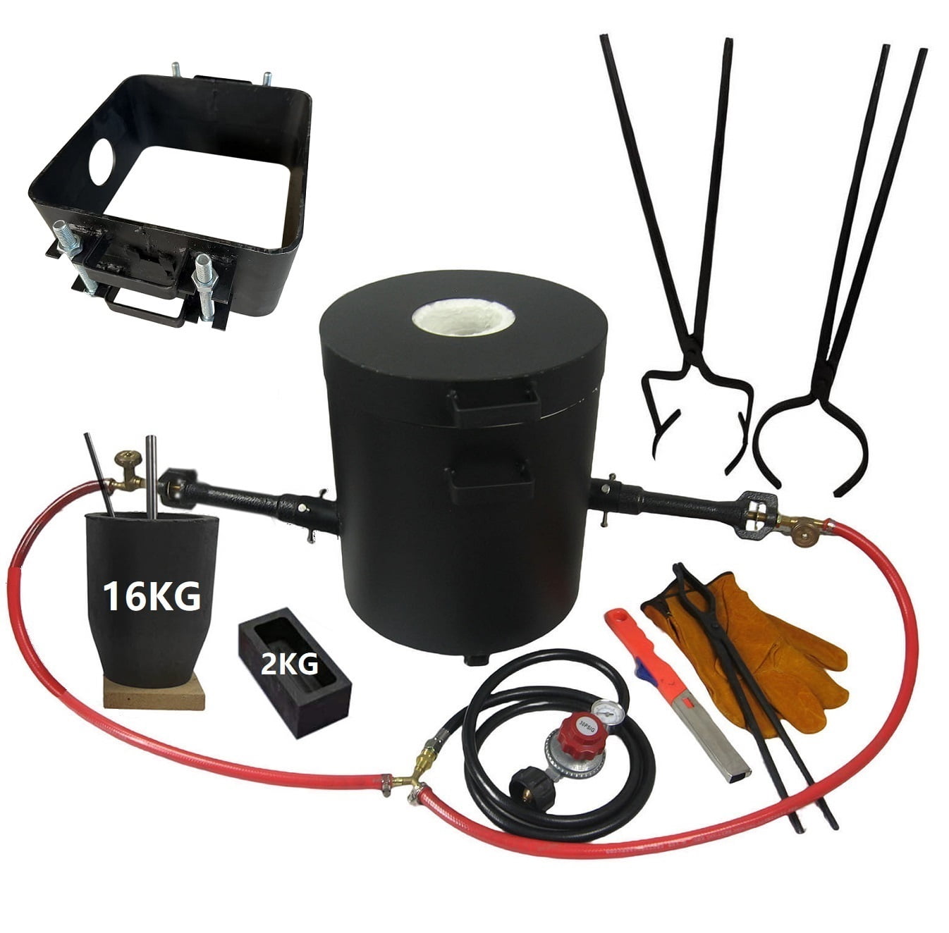 16KG/35LBs Large Capacity Propane Smelting Furnace Kit for Metal ...