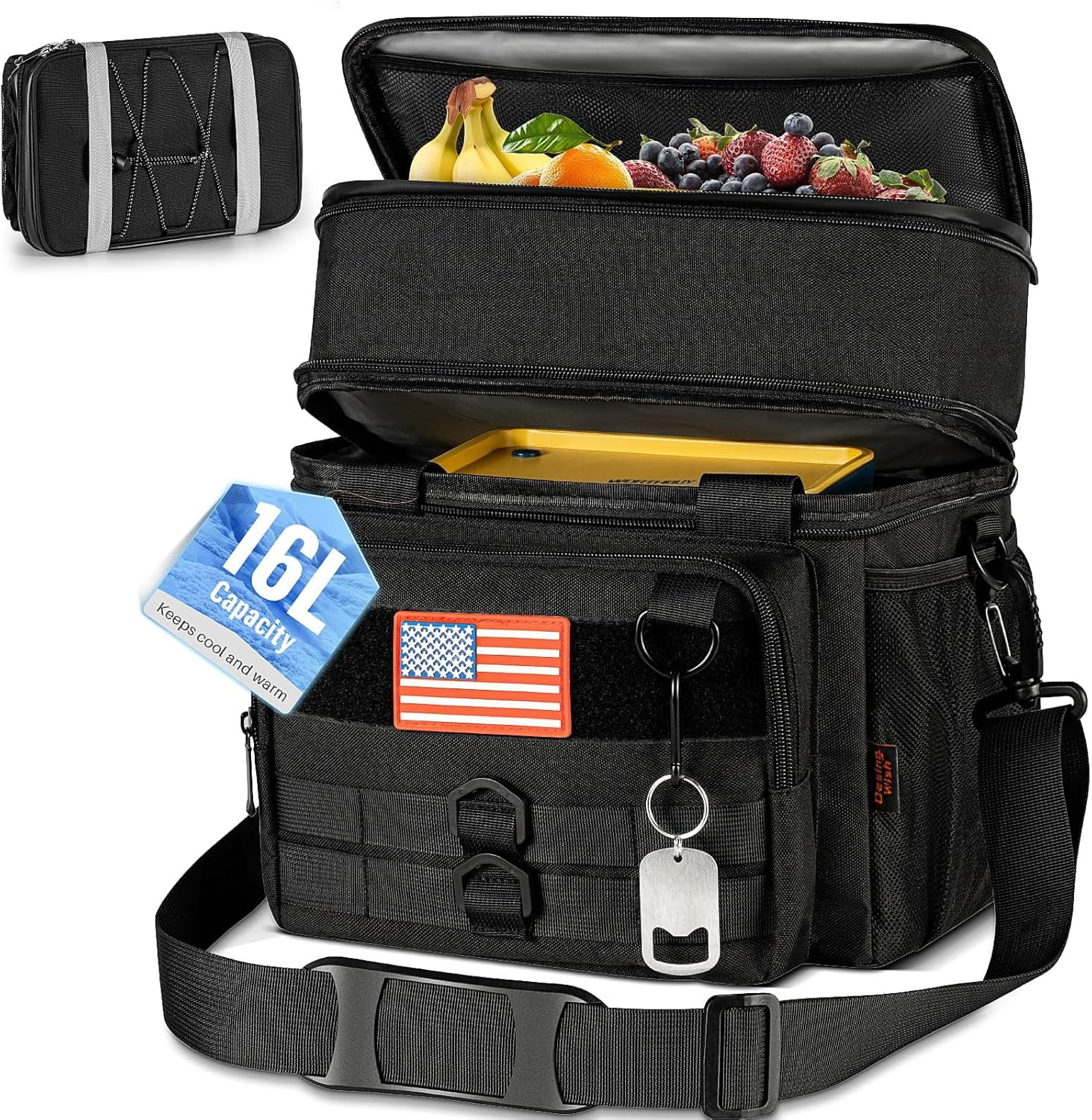 16L Insulated Lunch Bag for Men Women Leakproof Expandable Lunch Box ...