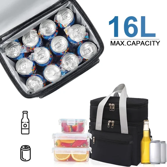 16L Portable Lunch Bag Thermal Insulated Food Container Cooler Bag ...