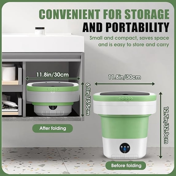 16L Portable Mini Washing Machine, 3 Modes + Spin Basket, Foldable ...