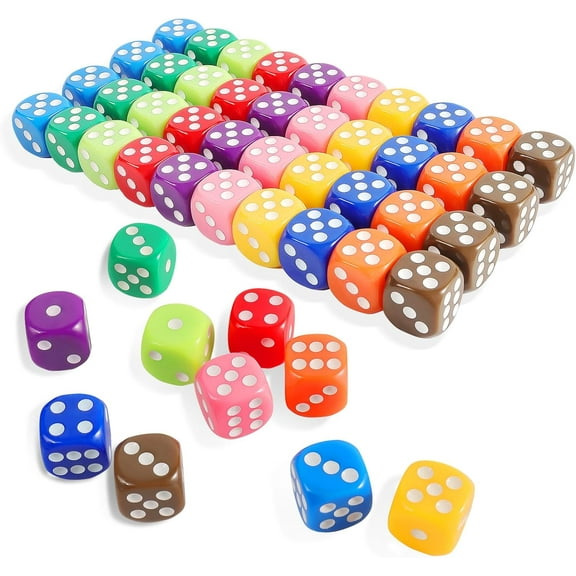 ZHUYING 100 Pieces 6 Sided Dice, 14mm Acrylic Colored Dice for ...