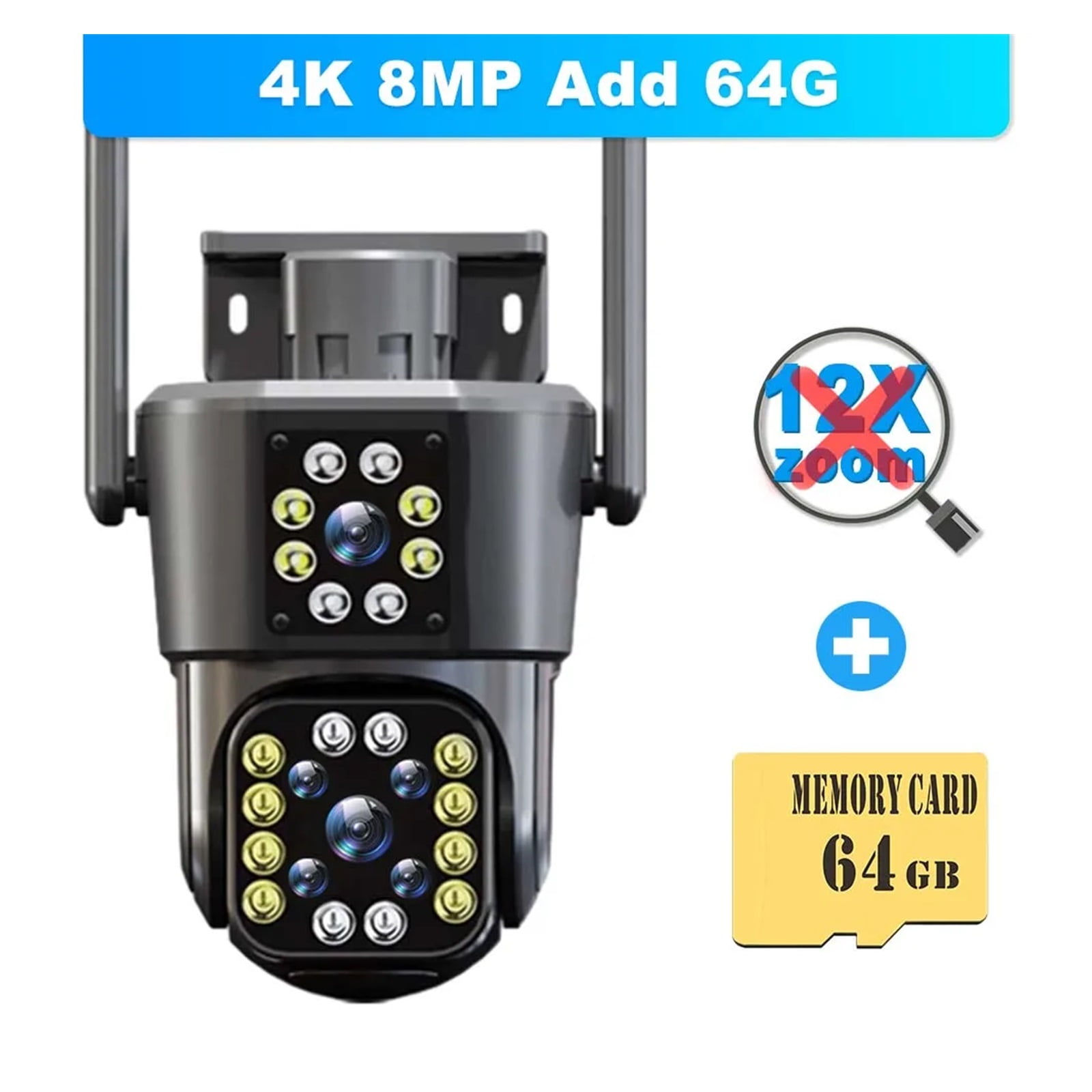 16MP 8K Camera 12X Zoom Four Lens Outdoor PTZ Camera Security ...