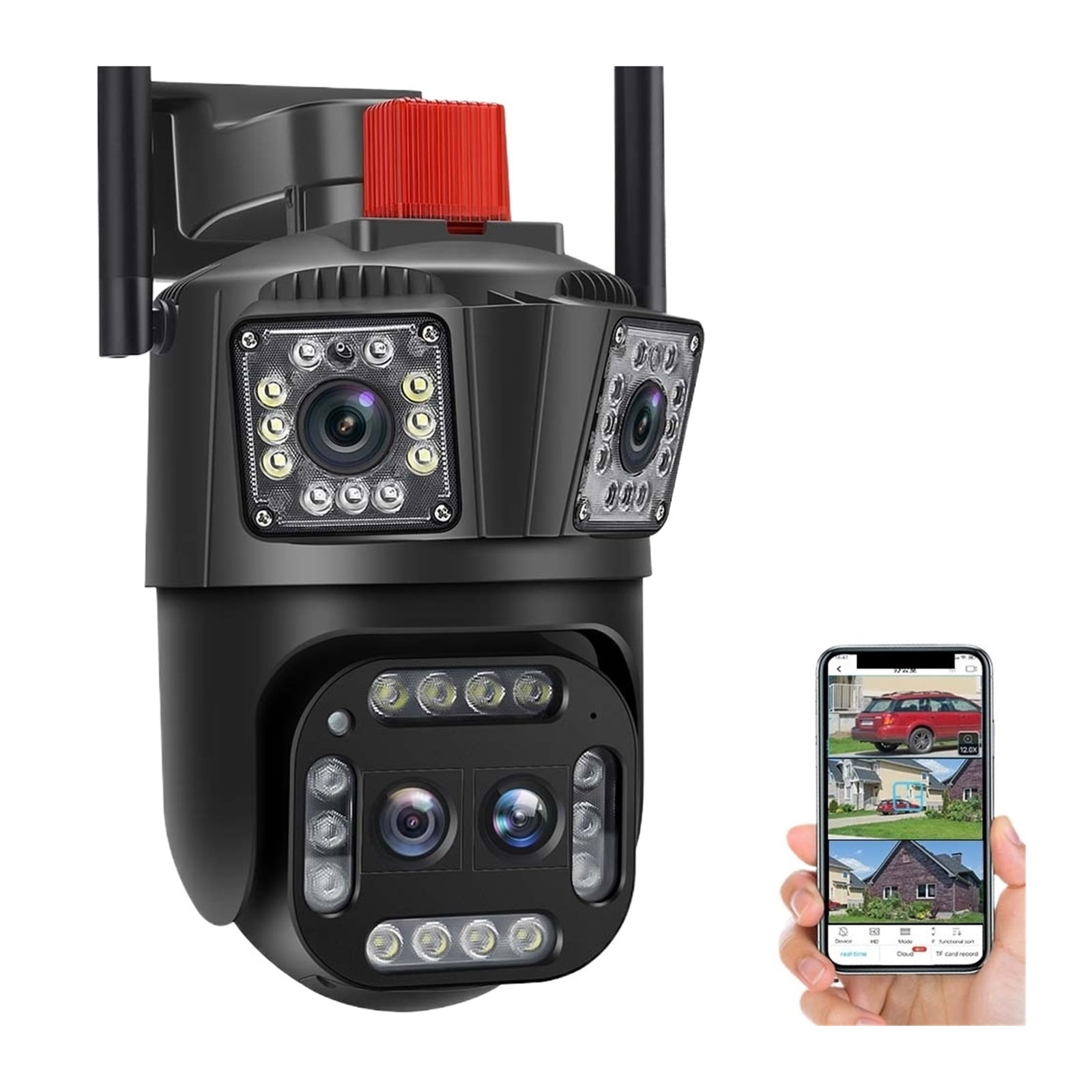 16MP 8K Camera 12X Zoom Four Lens Outdoor PTZ Camera Security ...