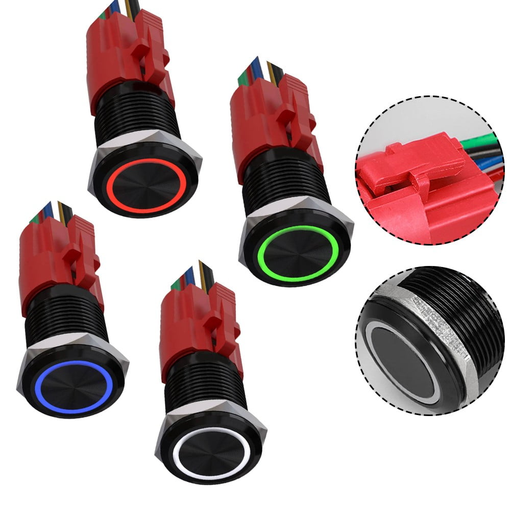 16Mm Metal Latching Push Button Switch 12V With Led Light Self-Locking ...