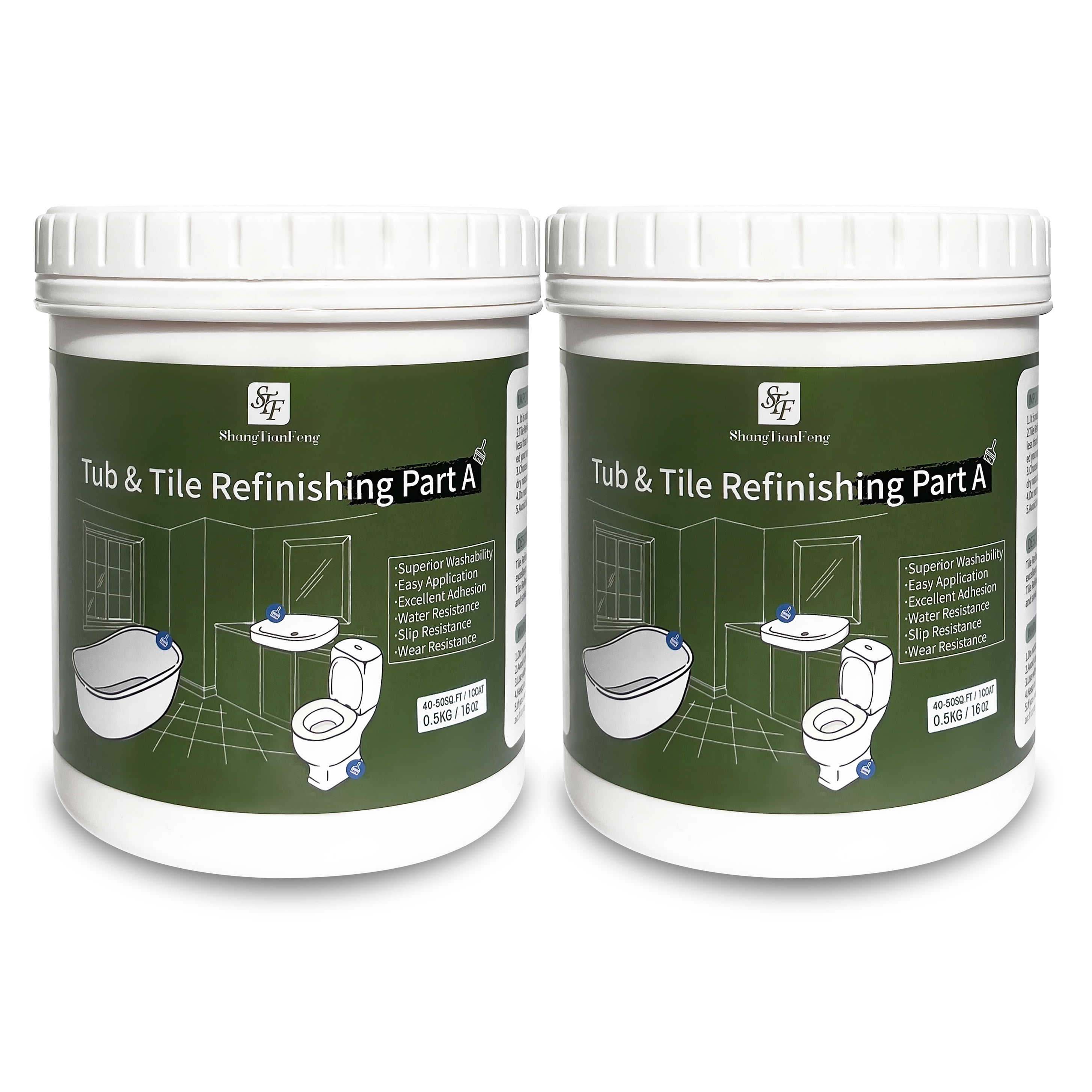 16Oz *2 White Ceramic tub and tile Paint Refinishing Kit Bathtub ...