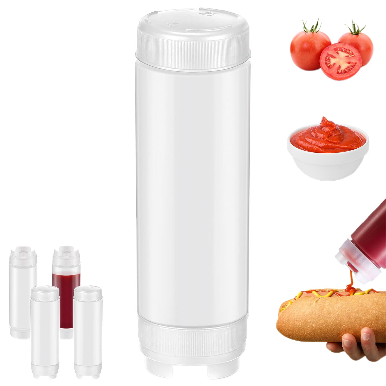 16Oz Inverted Plastic Squeeze Bottle With Refill And Dispensing Lids ...