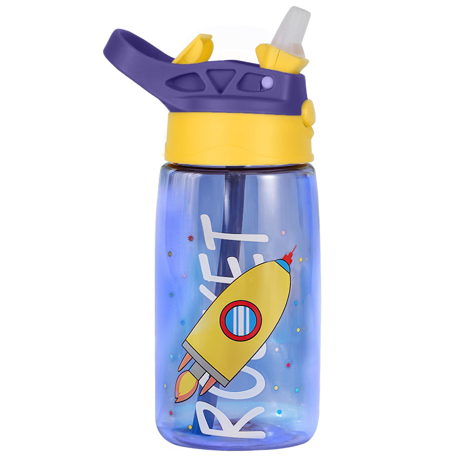 16Oz Leak-Proof Kids Water Bottle with Straw Portable Push Button Sport ...