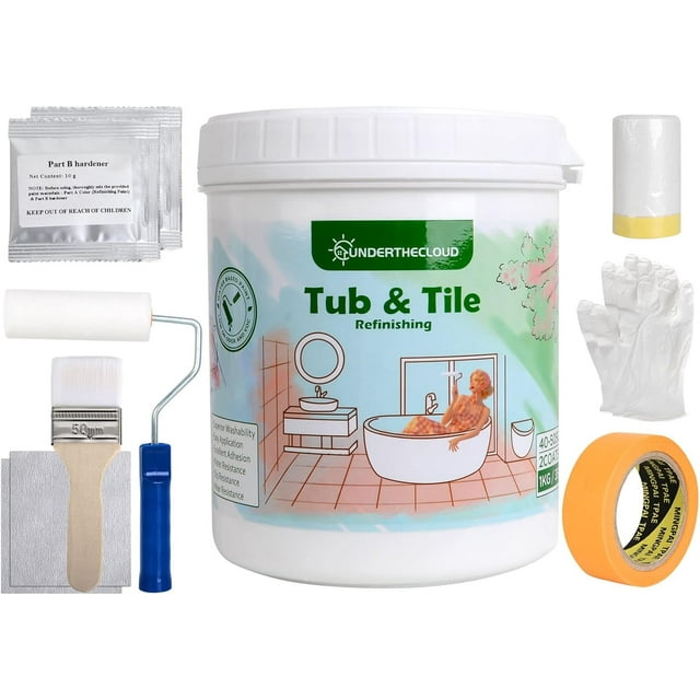 16Oz White Ceramic tub and tile Paint Refinishing Kit Bathtub Bathroom ...