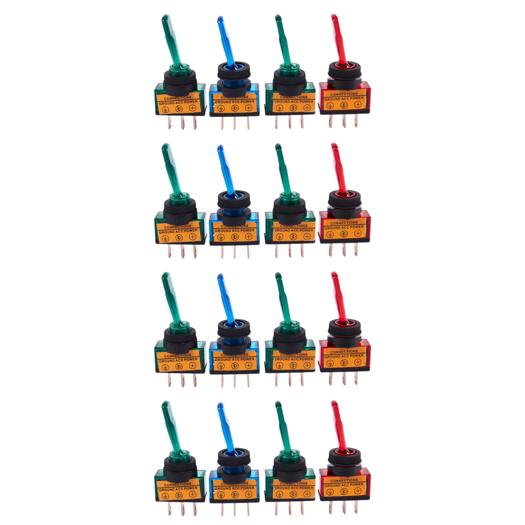 16PC 12V DC 20A LIGHT ILLUMINATED TOGGLE SWITCH CONTROL CAR BOAT DASH ...