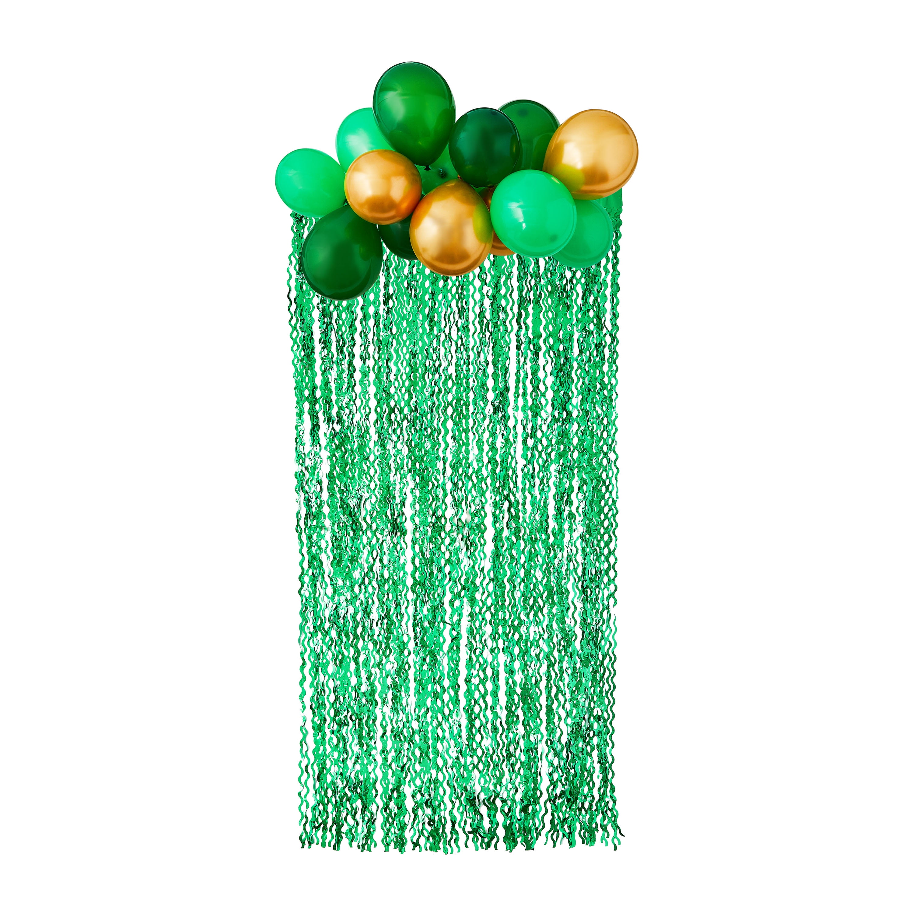 Way To Celebrate Green and Gold Latex Balloon Door Fringe Kit 17 Pieces ...