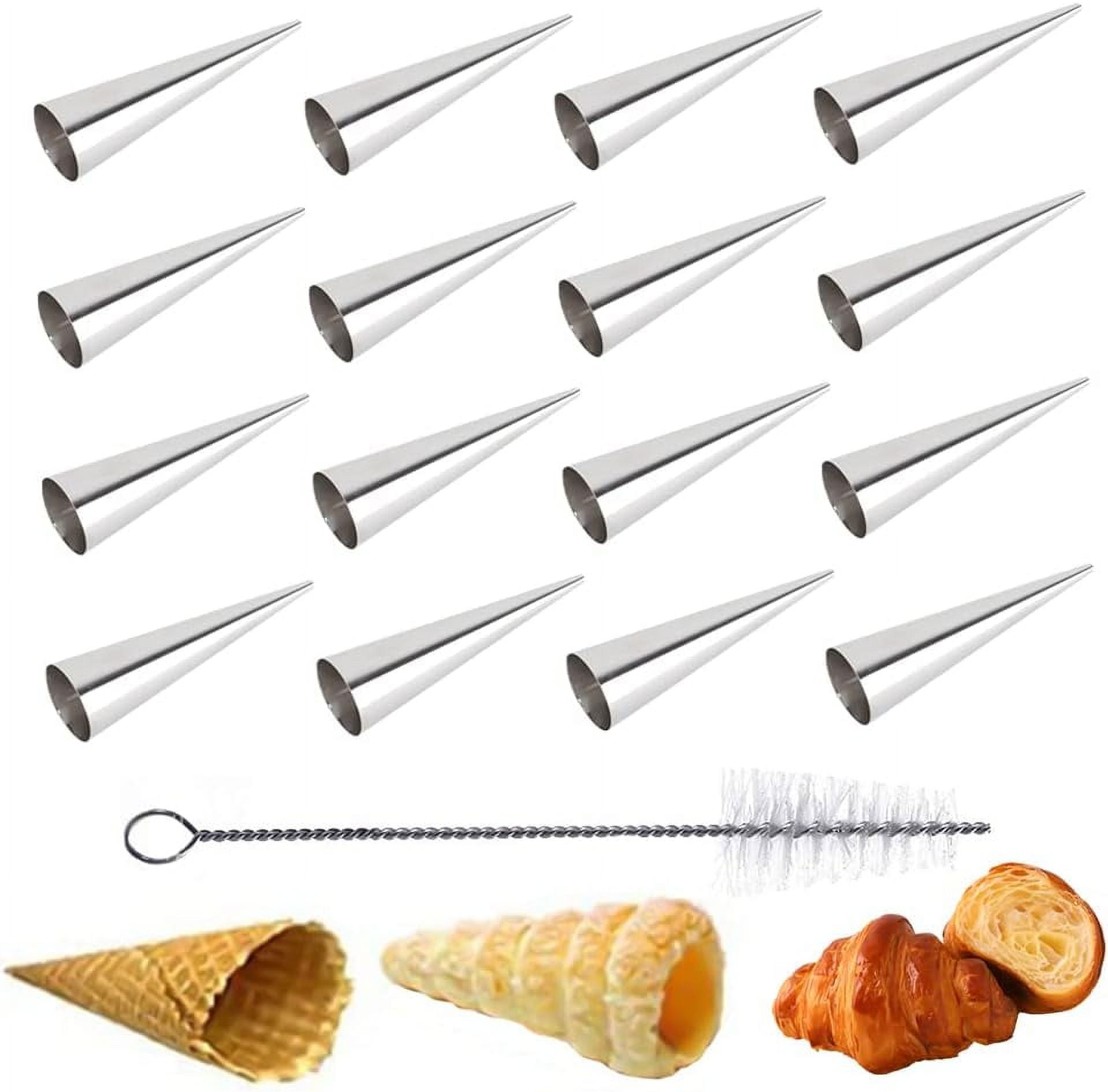 16PC Cream Horn Molds & 1PC Cleaning Brush, 5 Inch Cone Baking Molds ...