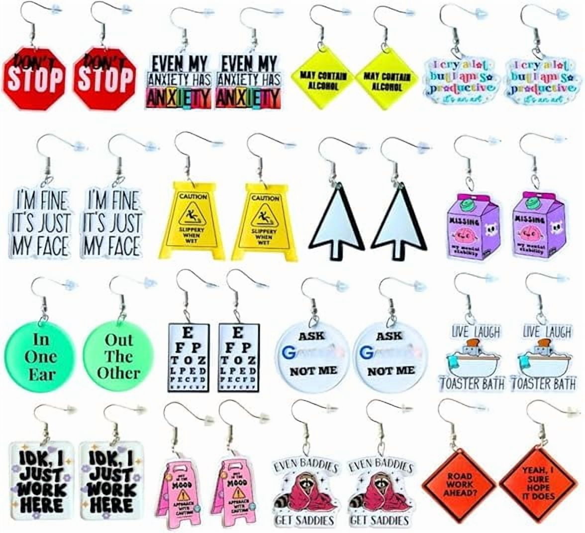 16PC Funny Earrings Fun Crazy Cute Silly Odd Weird Nerdy Wacky Funky ...