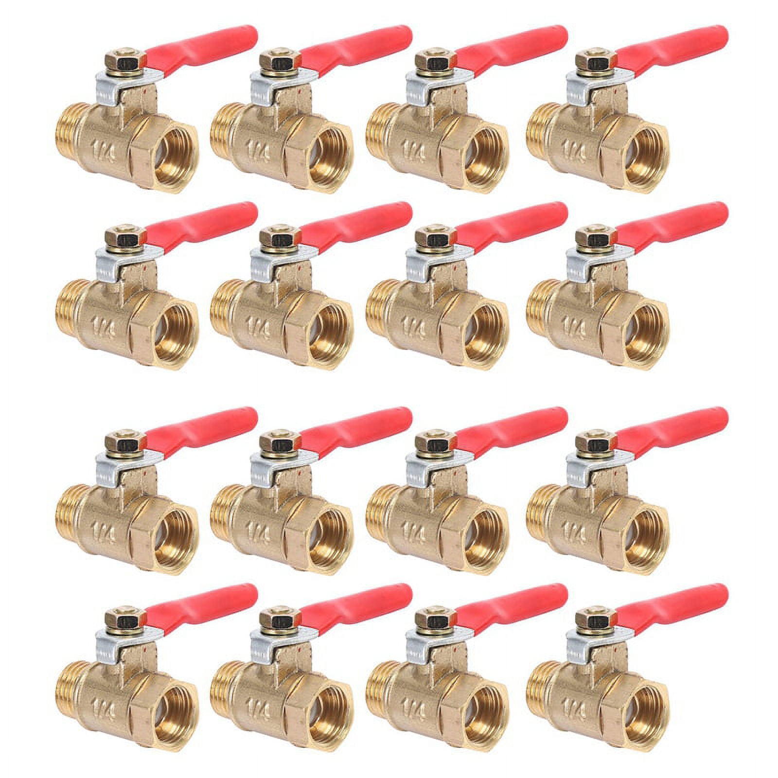16PCS 1/4 Inch Heavy Duty Brass Ball Valve Shut Switch Male and Female ...