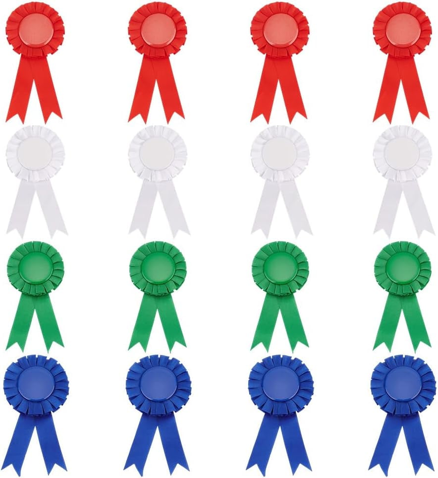 16PCS 4 Colors Ribbon Award Medals Rosette Ribbon Blank Award Ribbon ...