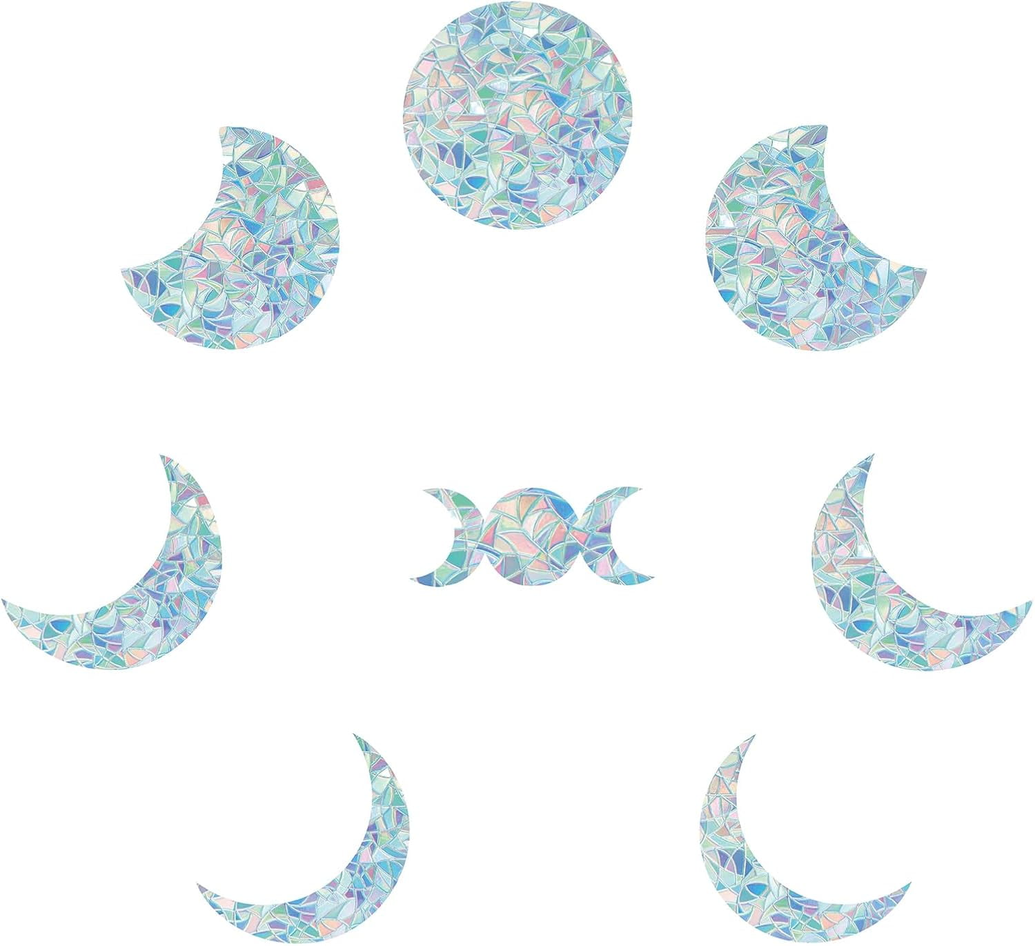 16PCS 4 Styles Moon Phase Rainbow Window Cling 13 x 15 Static Window ...