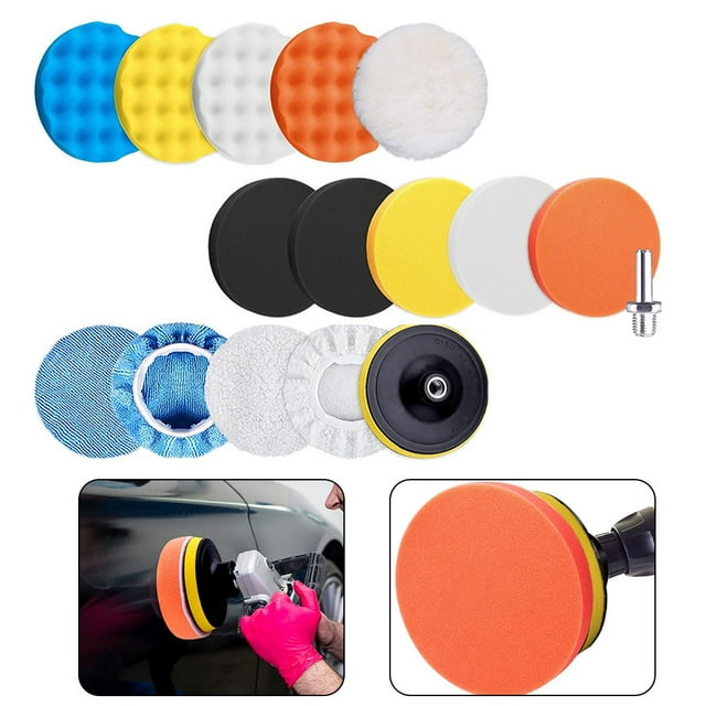 16PCS 5 Inch Polishing Waxing Pad Sponge Buff Buffing Kit Set For Car ...