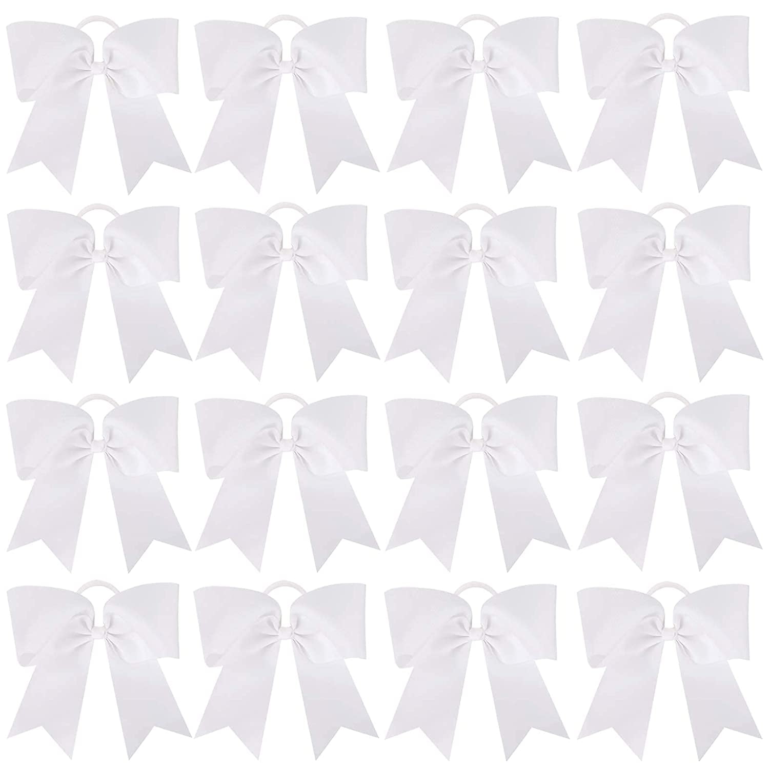 16PCS 8" Large Cheer Hair Bows Ponytail Holder Elastic Band Handmade ...