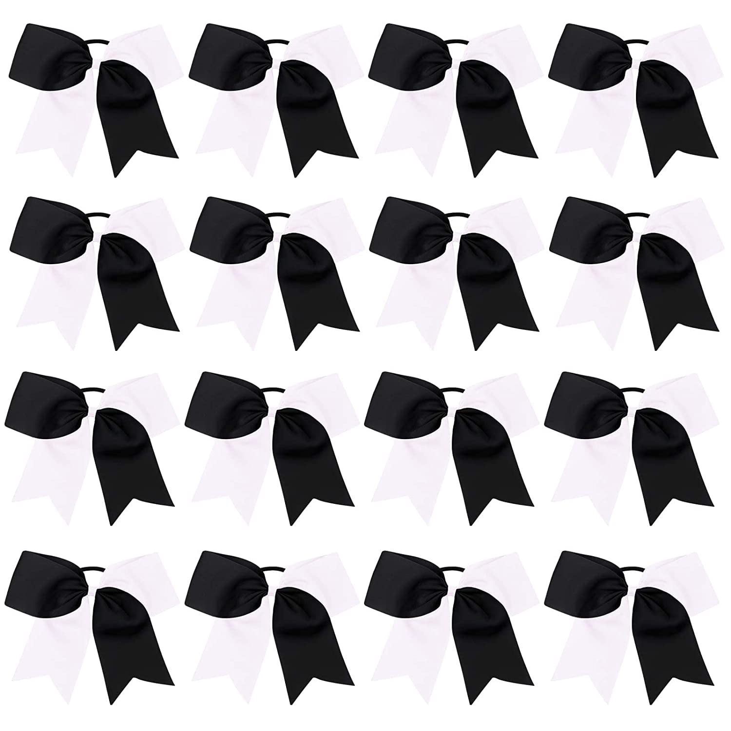 16PCS 8" Large Cheer Hair Bows Ponytail Holder Elastic Band Handmade ...