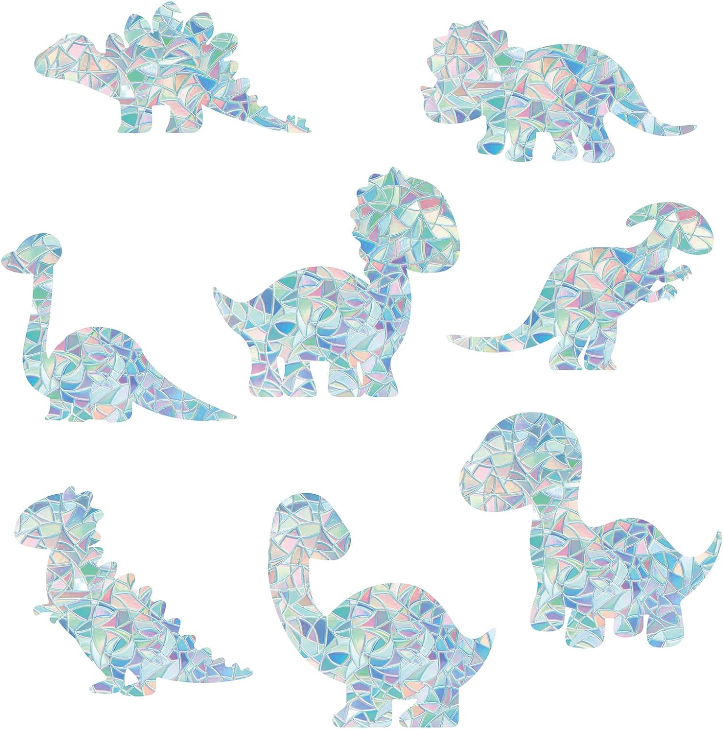 16PCS 8 Styles Dinosaur Window Clings Static Rainbow Window Stickers ...